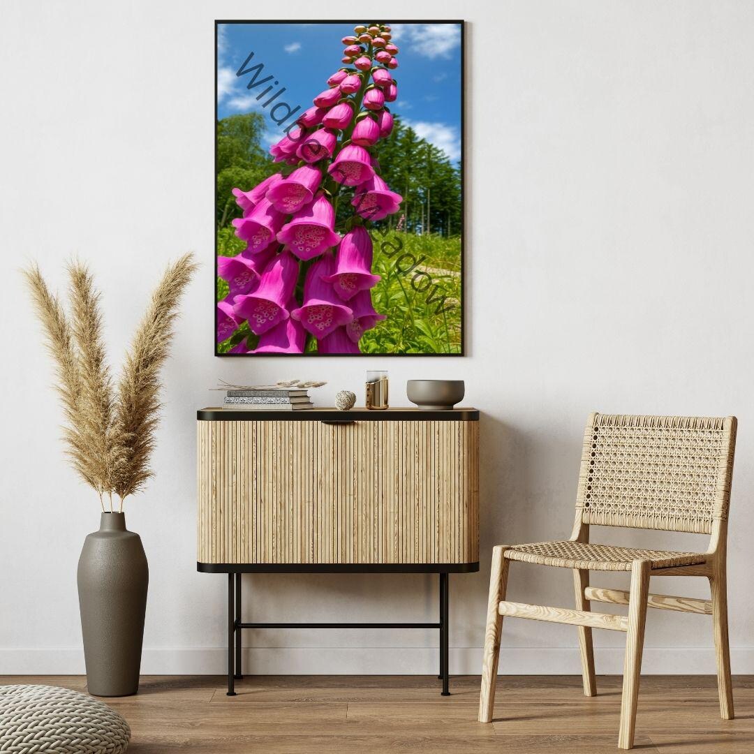 Pink Foxglove Flower Wall Art – Botanical Printable Poster – Digital ...