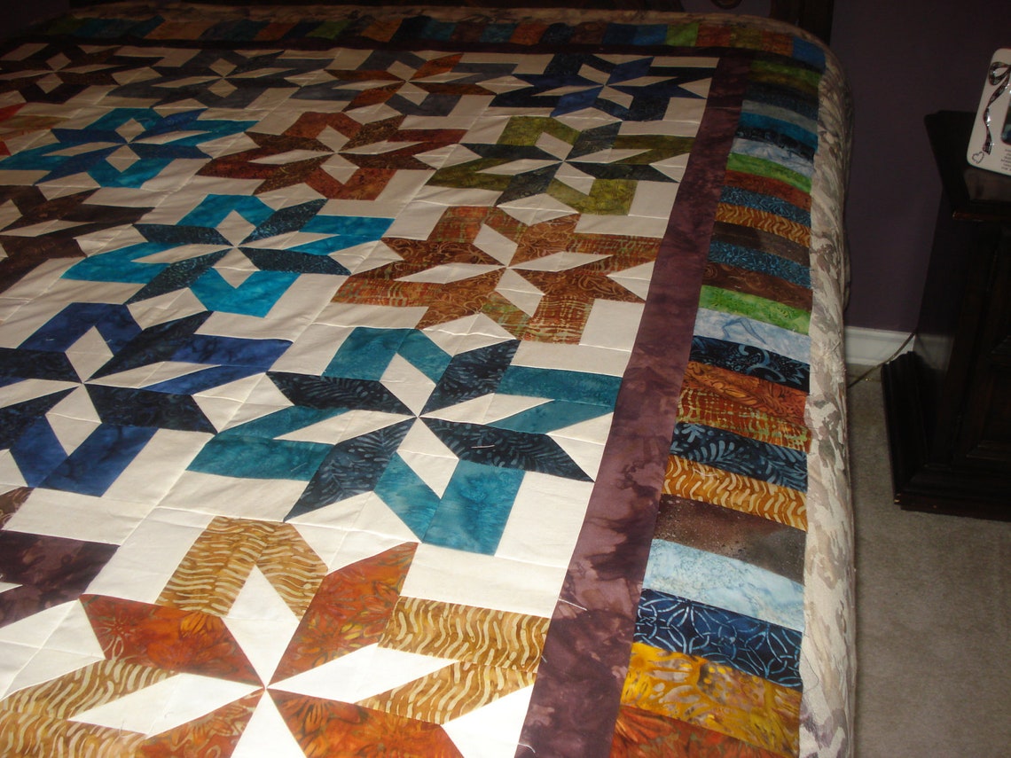 Batik Sea Star Quilt - Etsy