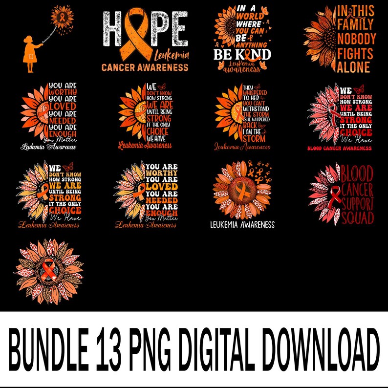 Sunflower Leukemia Awareness PNG, Motivational Support Clipart, Orange ...