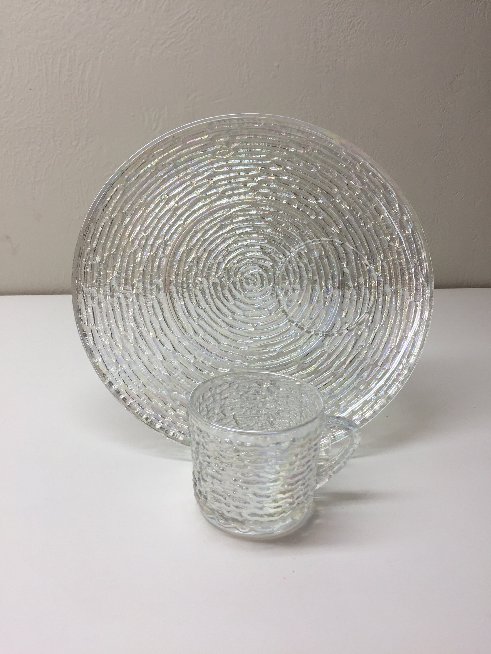 Snack Plate With Indent for Cup, Irridescent - Etsy