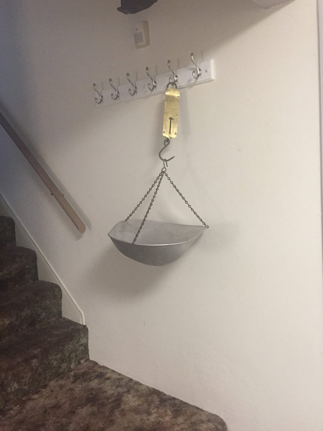 Vintage Hanging Scale With Scale Pan, 1930's Landers Spring Balance ...