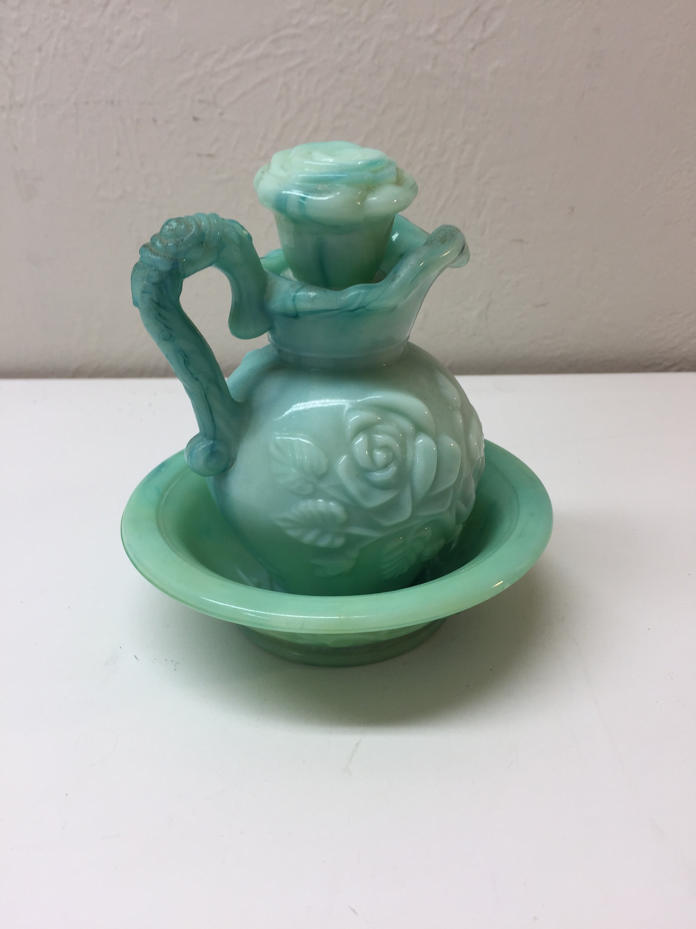 Avon Pitcher, Basin & Stopper, 1970's Aqua Pitcher Set, Collectable ...