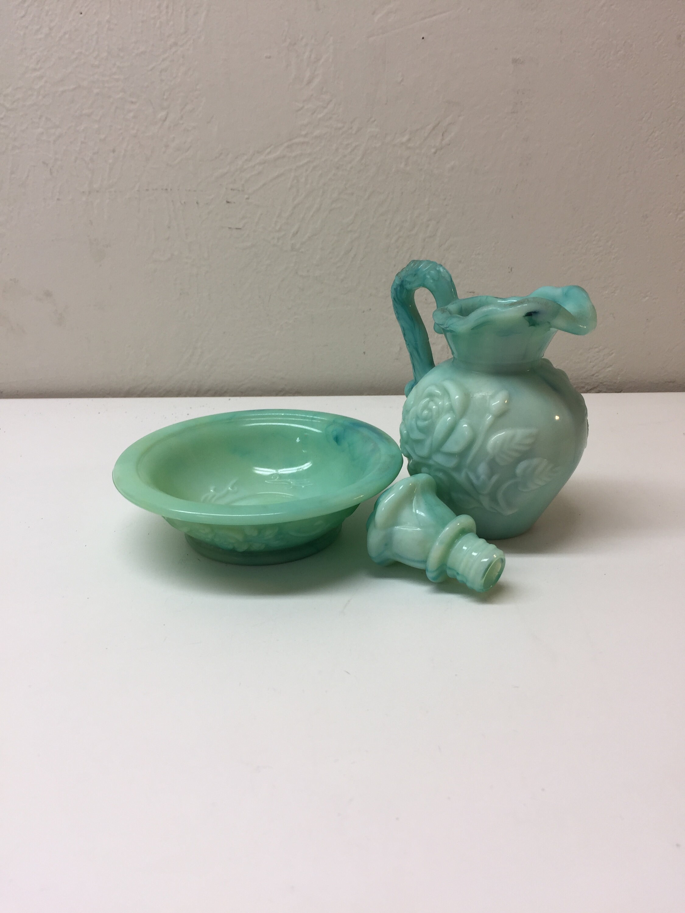 Avon Pitcher, Basin & Stopper, 1970's Aqua Pitcher Set, Collectable ...