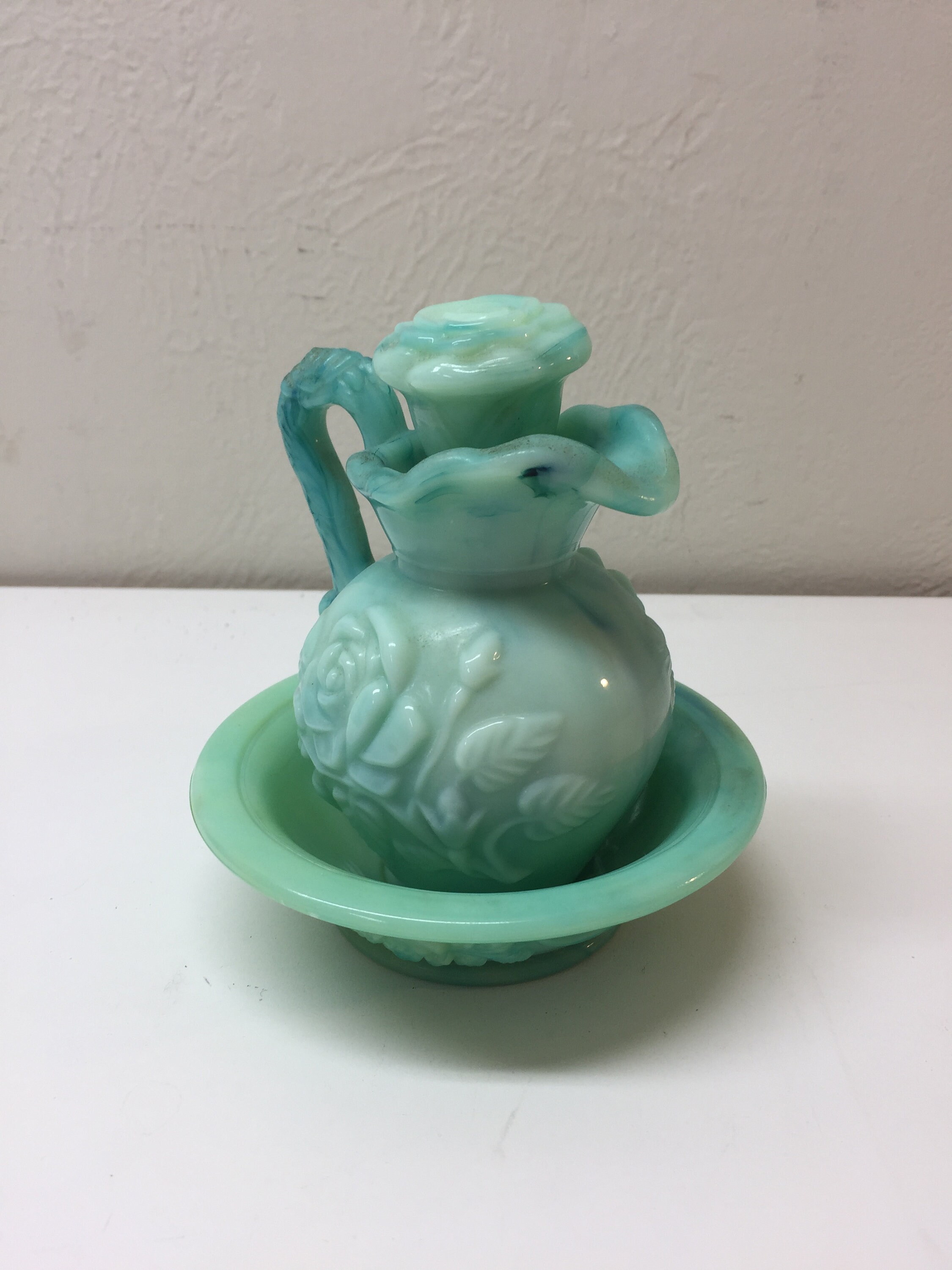 Avon Pitcher, Basin & Stopper, 1970's Aqua Pitcher Set, Collectable ...