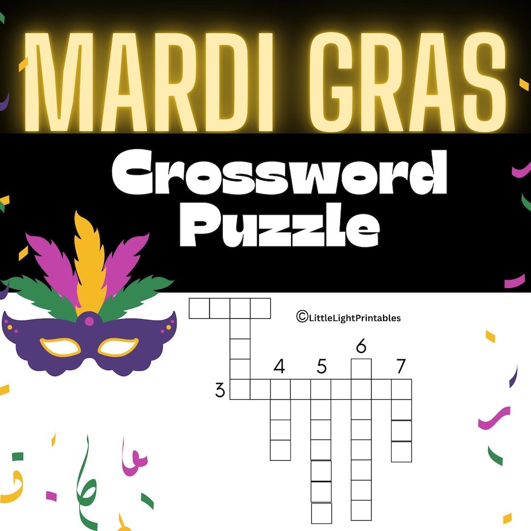 Mardi Gras Crossword Puzzle | Fun Holiday Activity for Kids | Instant ...