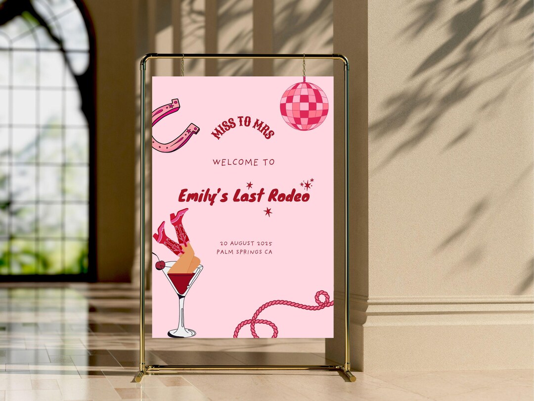 Last Rodeo Sign, A2 Poster, Hens Party, Hens Party Sign, Miss to Mrs ...
