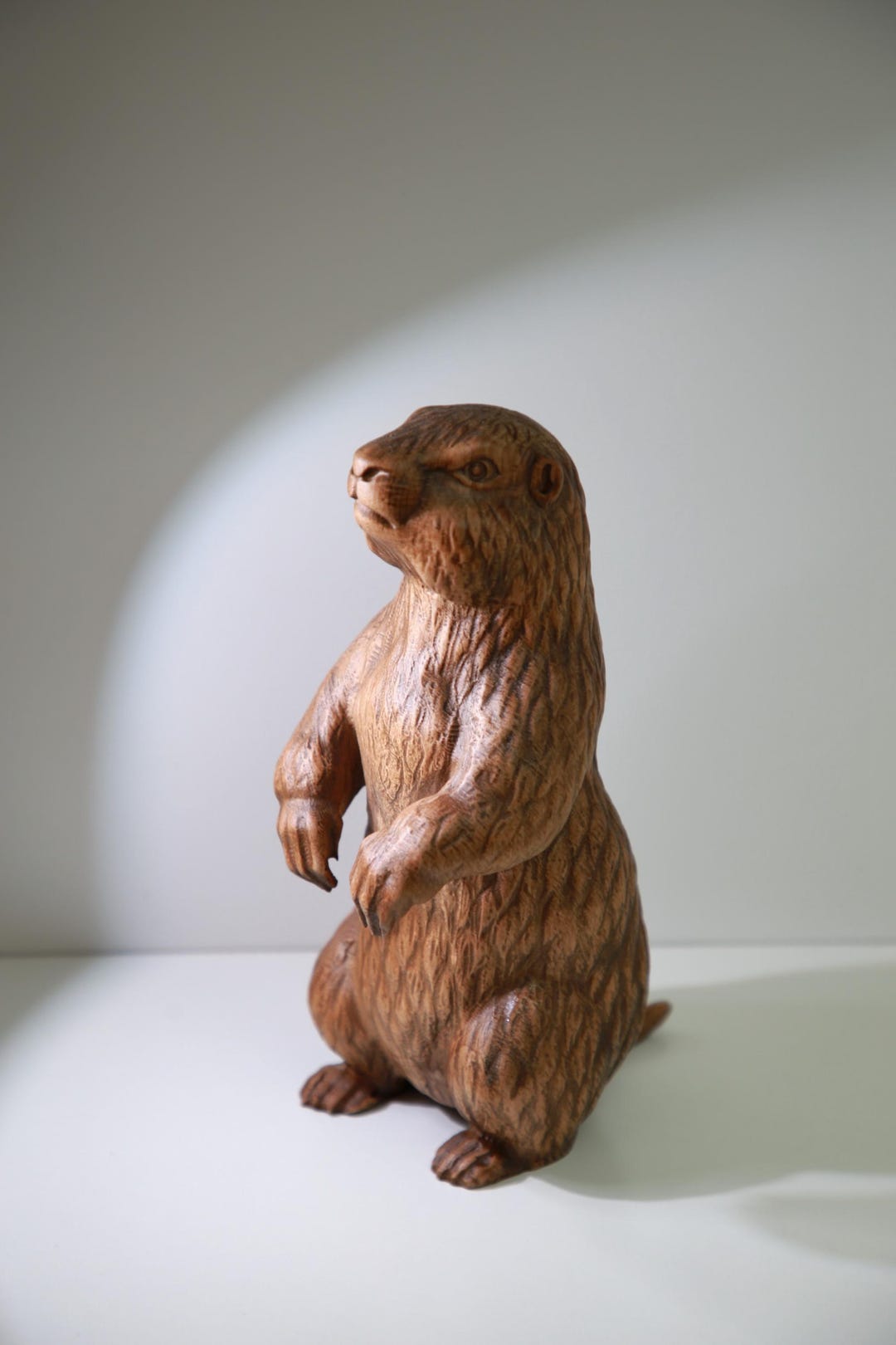 Wooden Marmot Figurine, Hand Carved Animal Sculpture, Wildlife Home ...