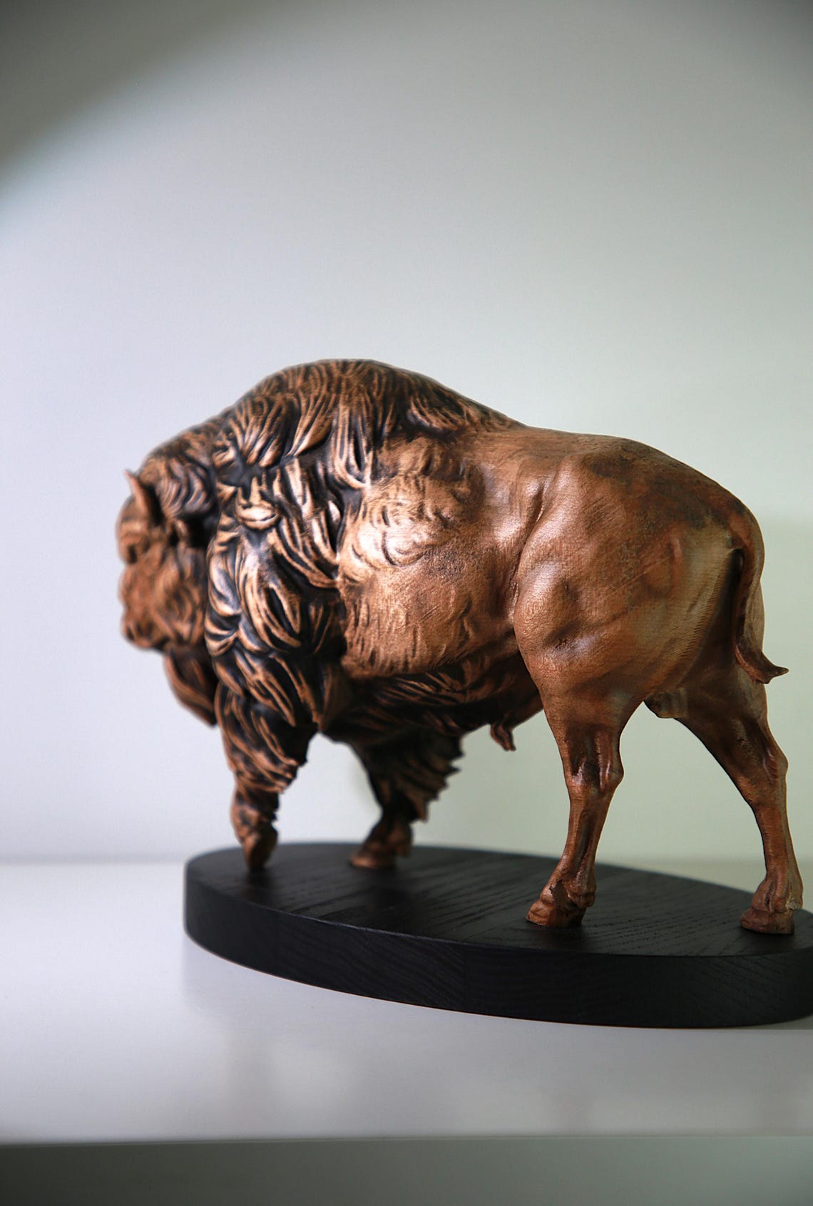 European Bison Wooden Figurine - Hand Carved Wisent Sculpture ...