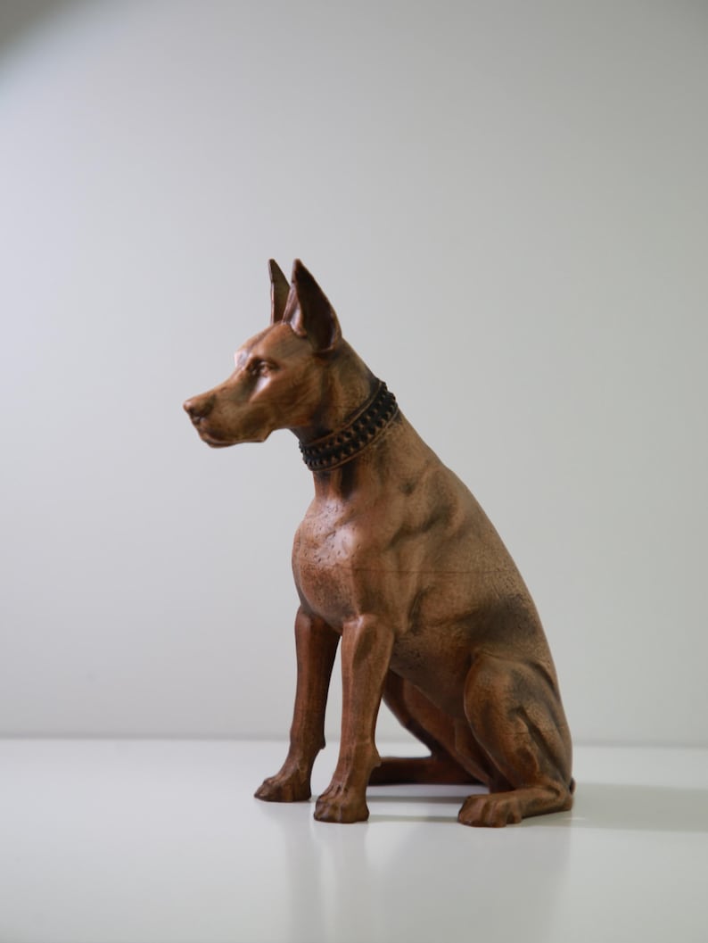 Wooden Doberman Figurine, Hand Carved Dog Sculpture, Doberman Decor ...