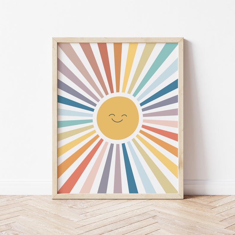 Rainbow & Sun Nursery Prints: Boho Baby Room Wall Art (digital Download ...