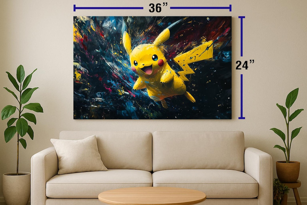 Pikachu Oil Painting Style Pop Art Poster – 24x36 Glossy Wall Art Print ...