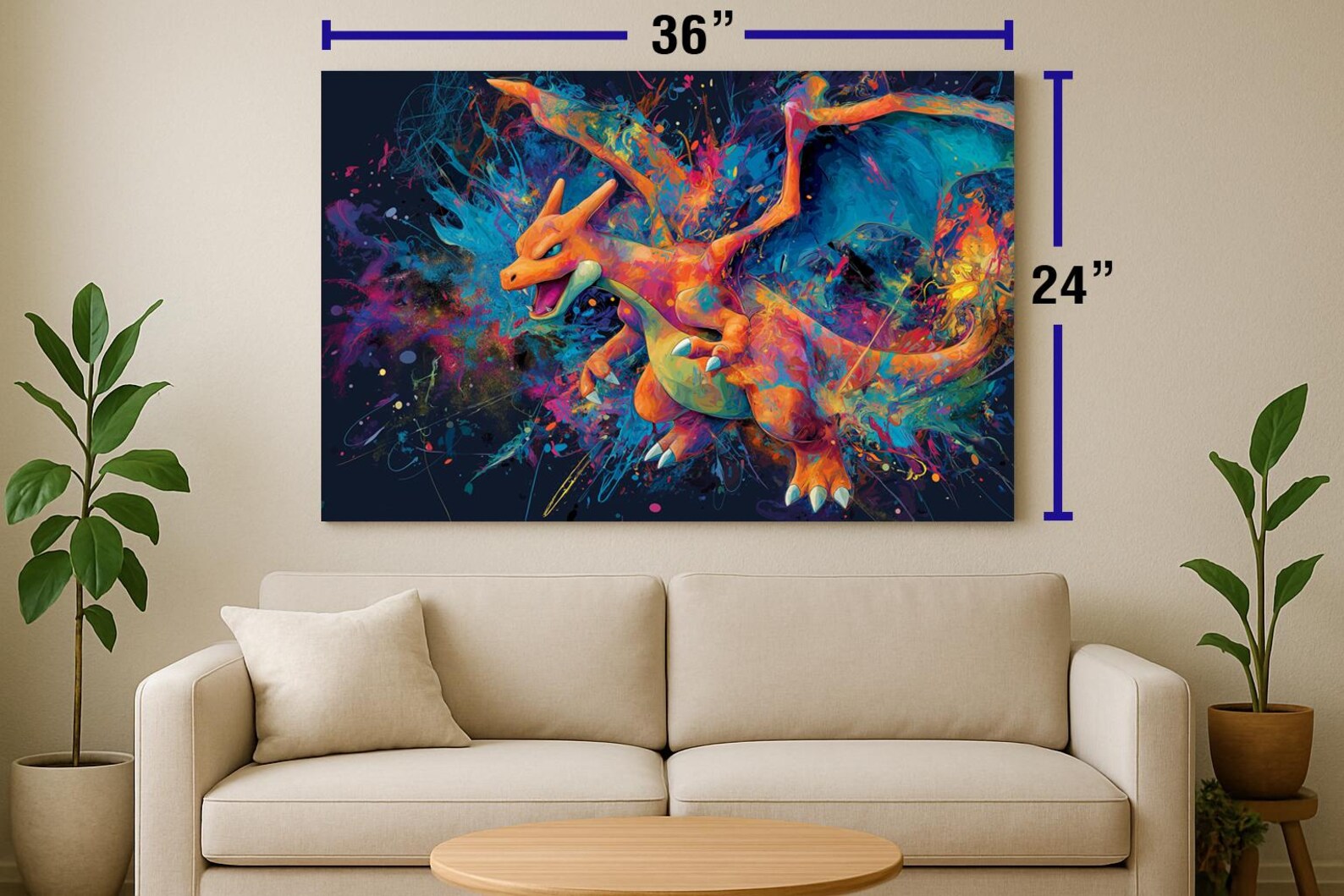 Charizard Oil Painting Style Pop Art Poster – 24x36 Glossy Wall Art ...