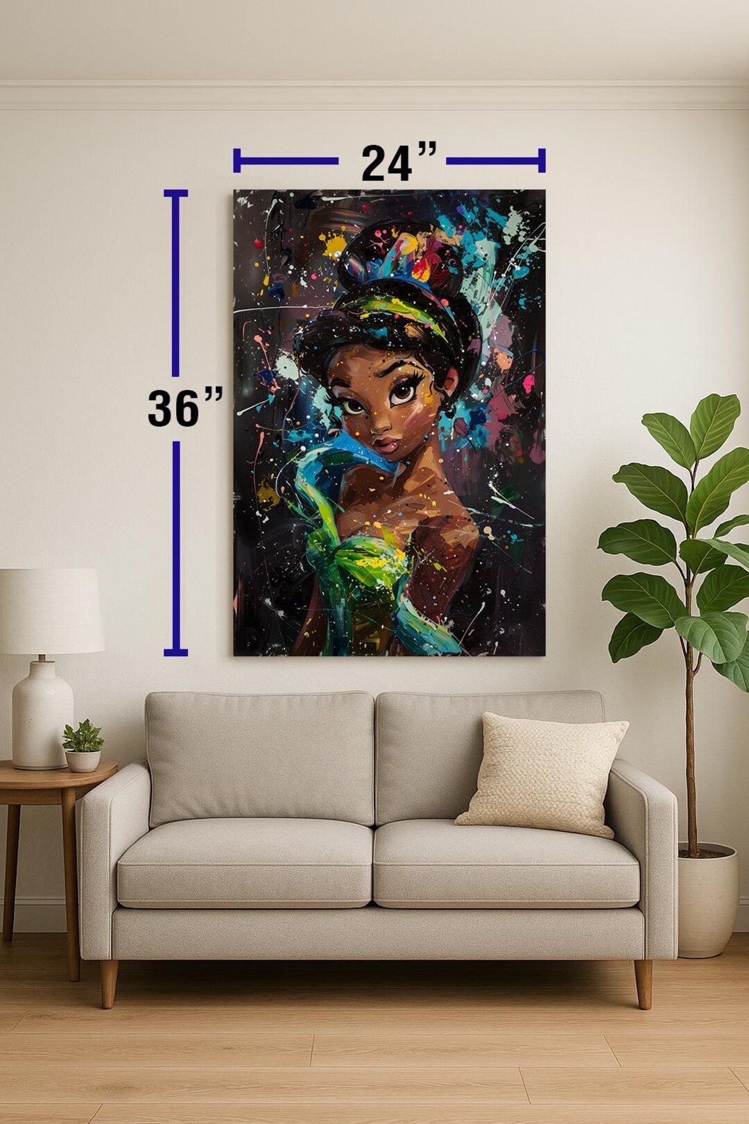 Princess Tiana Oil Painting Style Pop Art Poster – 24x36 Glossy Wall ...