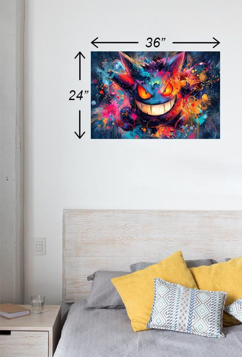 Gengar Pokemon Art Print – Colorful Oil Painting Style, Pop Art (24x36 ...