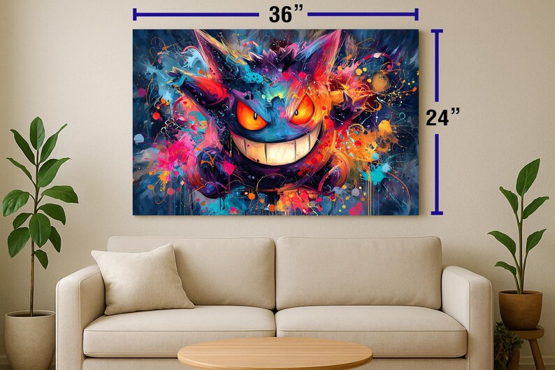Gengar Pokemon Art Print – Colorful Oil Painting Style, Pop Art (24x36 ...