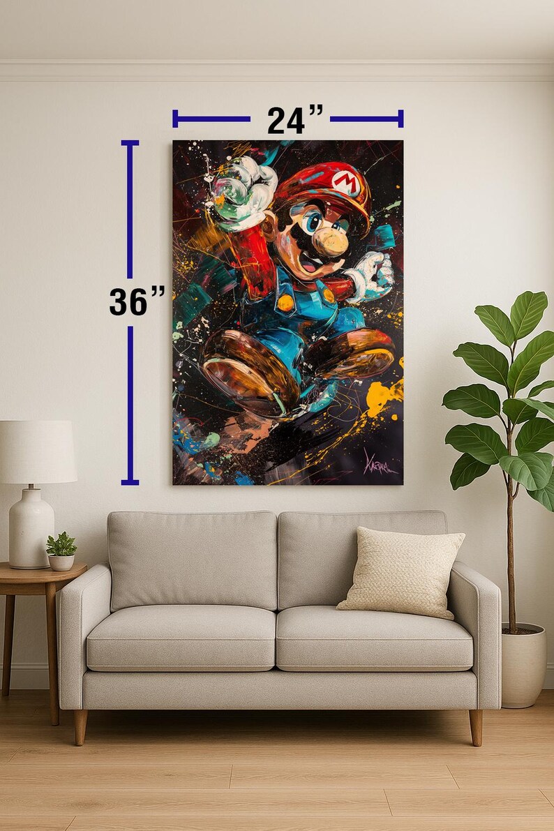 Super Mario Oil Painting Style Pop Art Poster – 24x36 Glossy Wall Art ...