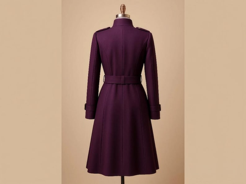 Elegant Purple Military-inspired Double-breasted Coat With Gold Button ...