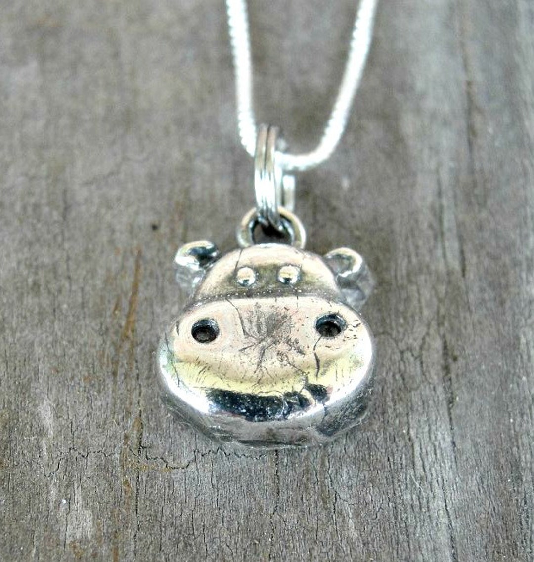 Hippo Necklace Animal Jewelry Sterling Silver Hippo - Etsy