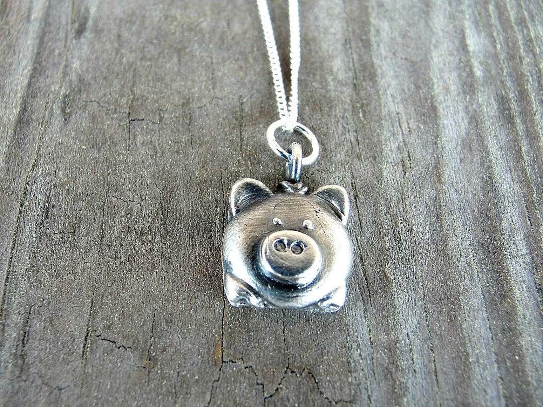 Sterling Silver Pig Necklace Pig Pendant Pig Lover Gift Animal Jewelry ...