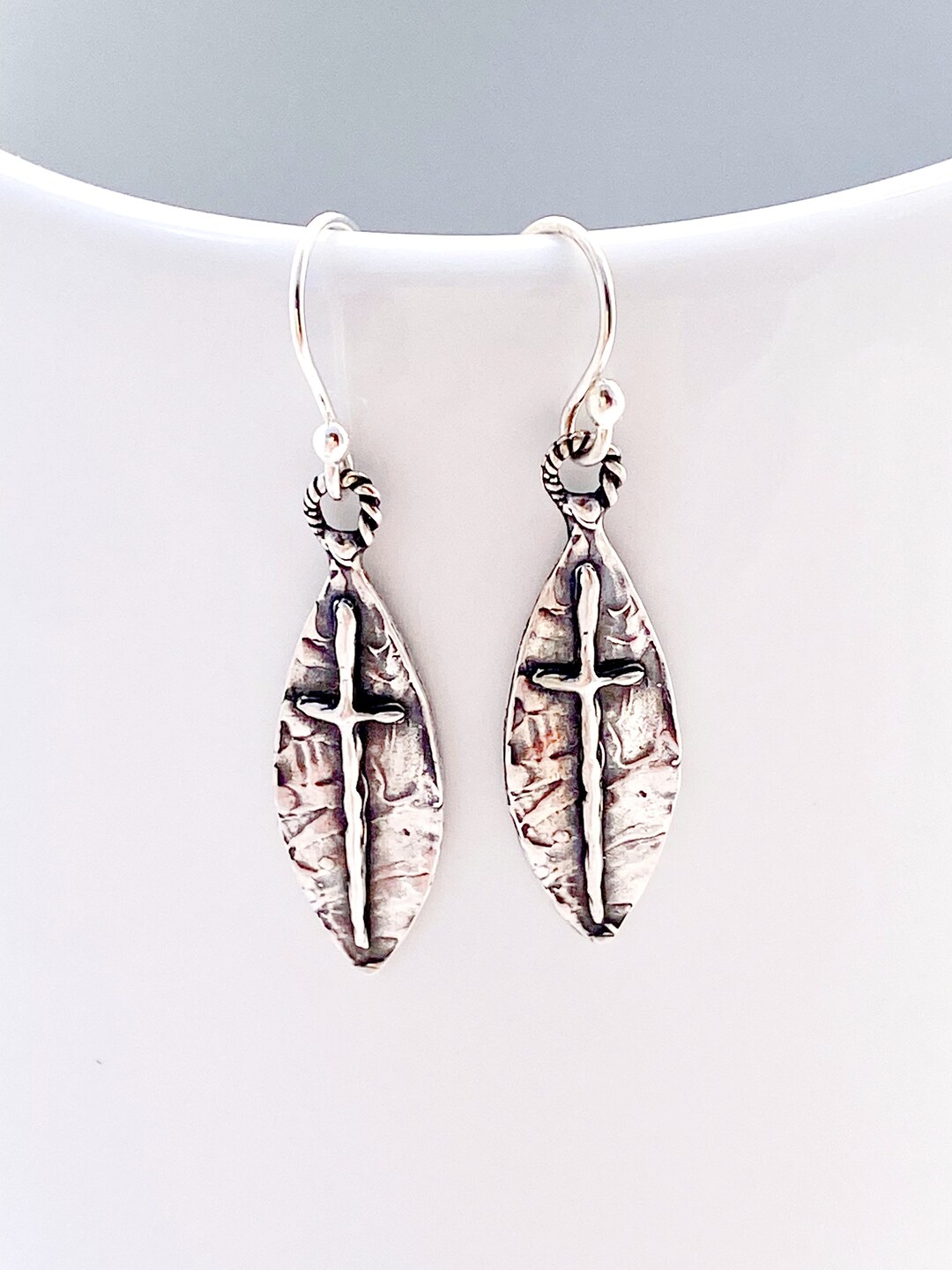 Silver Cross Earrings, Dangle Cross Earrings, Minimalist Earrings ...