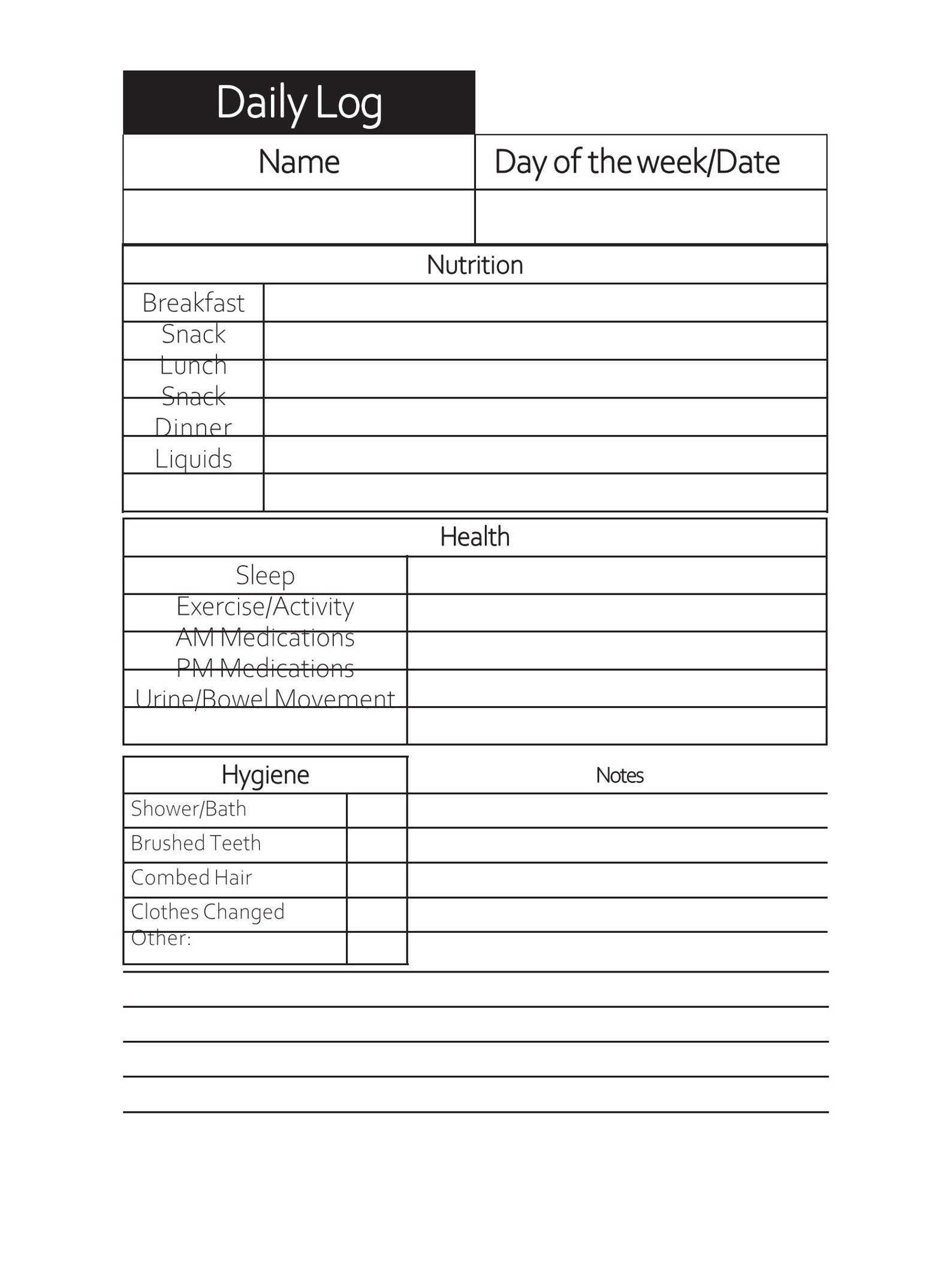 Printable 90 Day Respite Daily Log Book - Etsy