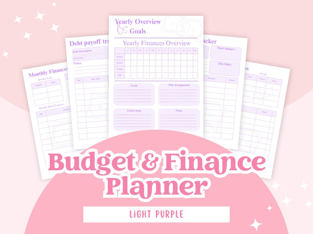 Purple Budget Planner | Printable Finance Tracker (PDF Format) - Etsy