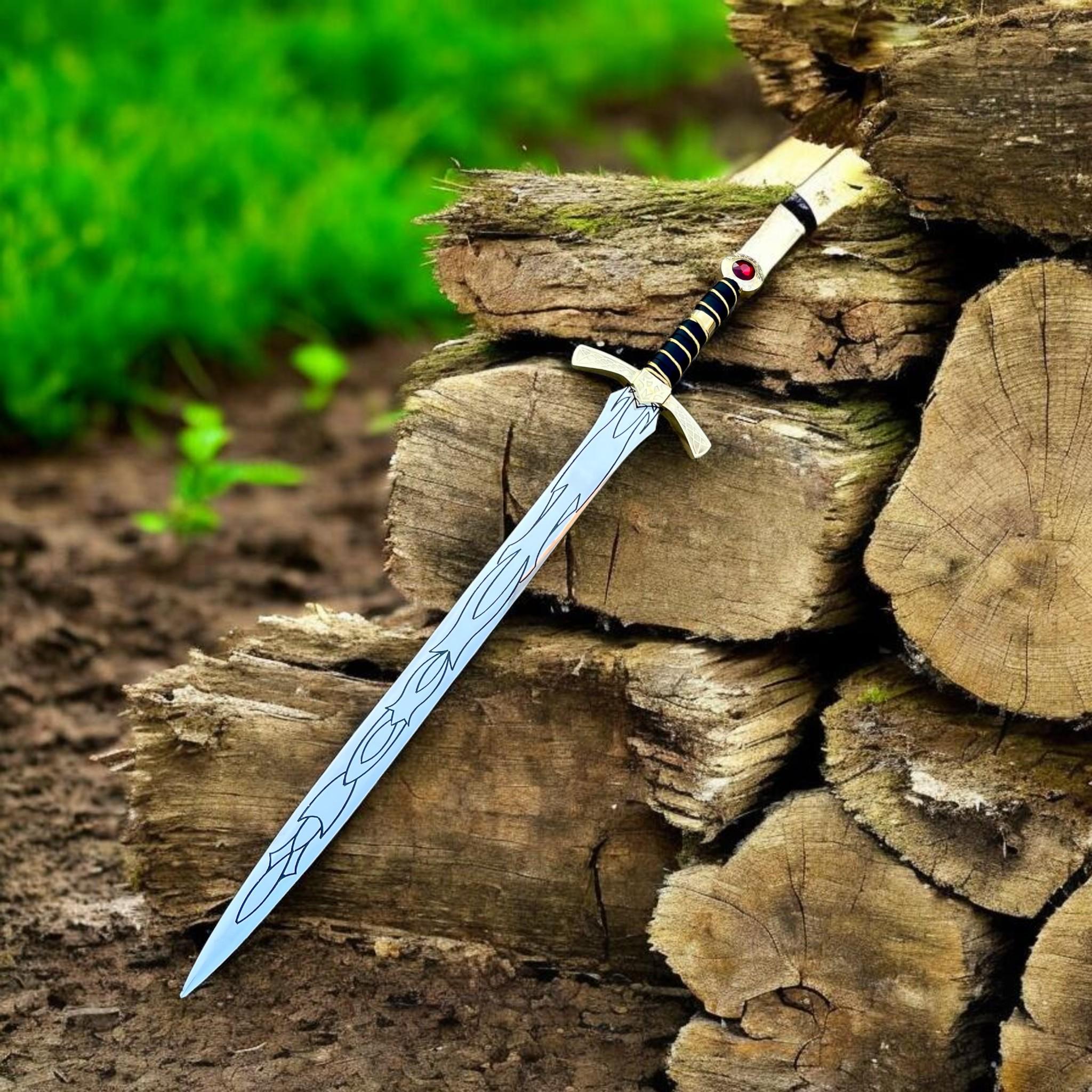 New Goldryn Throne of Glass Replica | Brass Guard, Etched Blade, Red ...