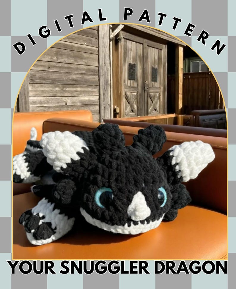 Toothless Dragon Crochet Pattern PDF, Black Amigurumi Night Fury Plush ...