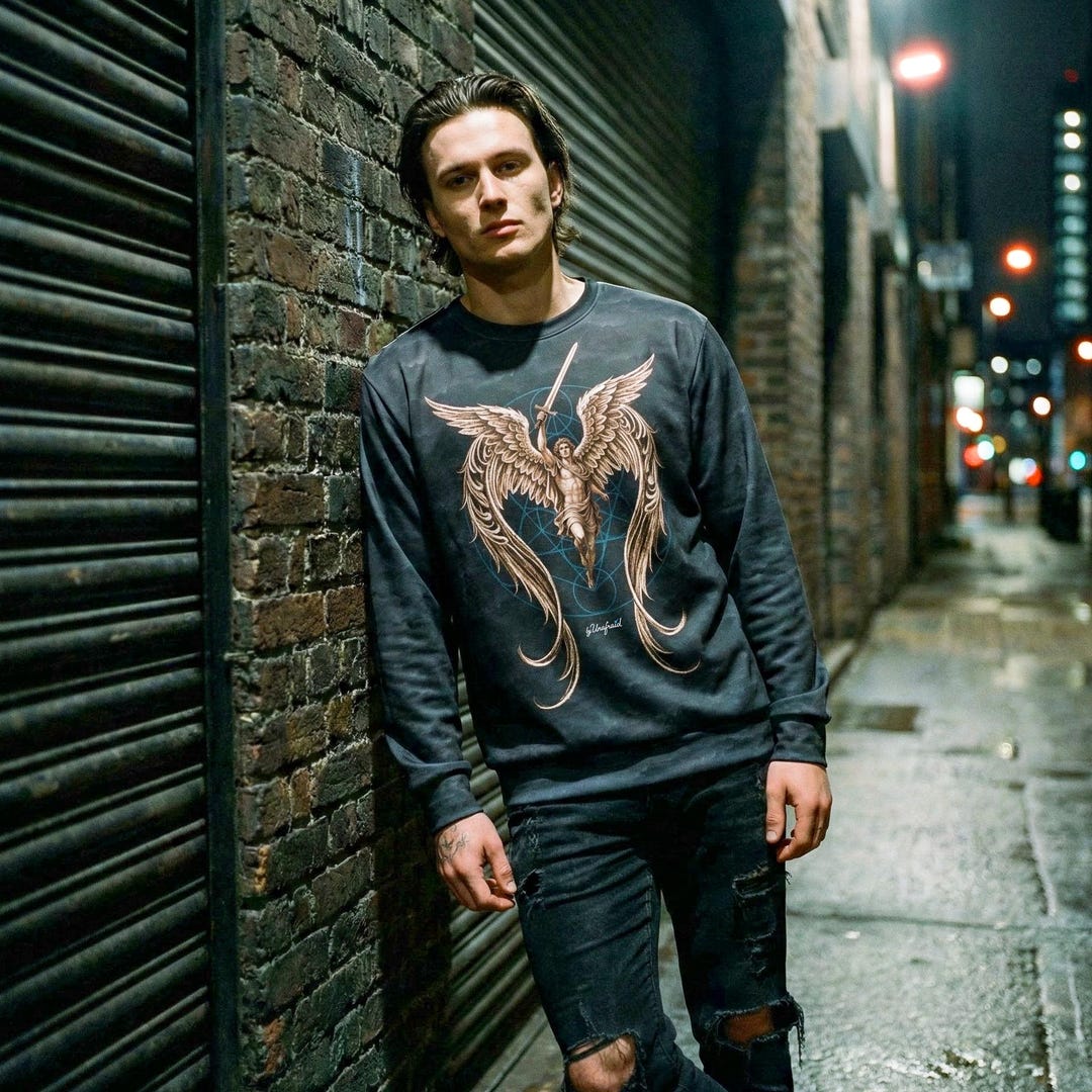 Born to Rise Dark Sweatshirt | Archangel Metatron, Gothic Streetwear ...