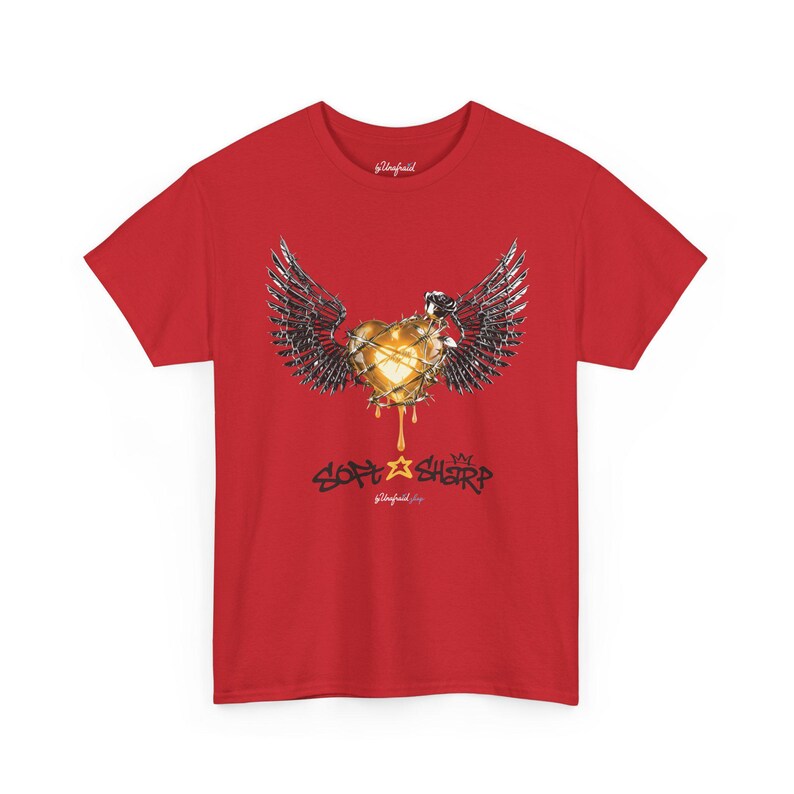 Soft & Sharp Heart Tee | Y2K Grunge, Angel Wings Shirt, Barbed Wire ...