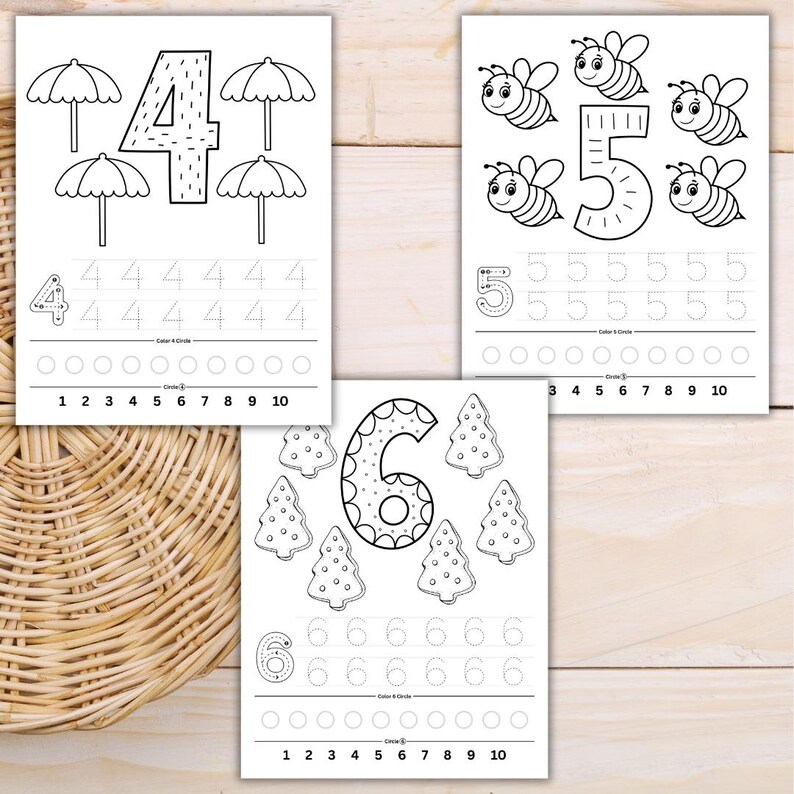1-10 Number Coloring Pages for Kids | Printable Preschool Math ...