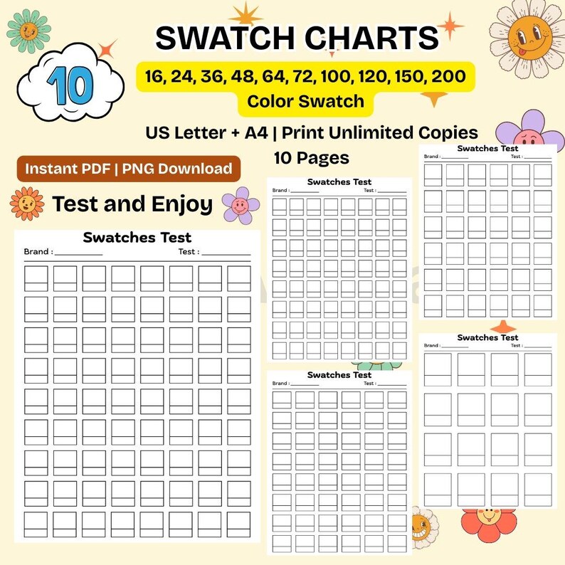Printable Color Swatch Chart Bundle | Marker, Pencil, Paint Organizer ...