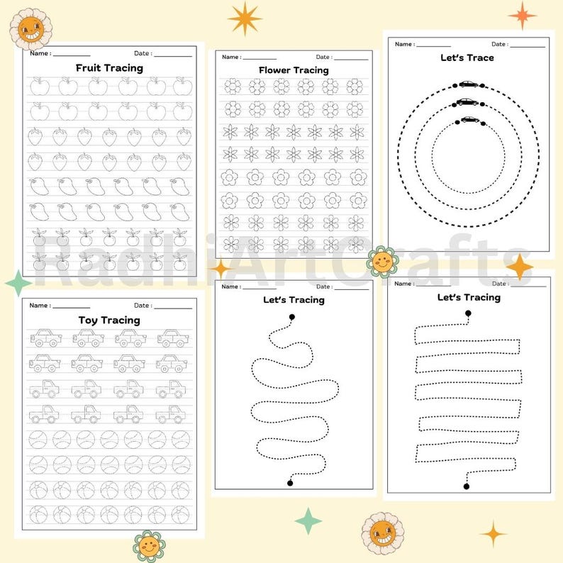 50 Preschool Line Tracing Worksheets | Handwriting Practice | Toddler ...