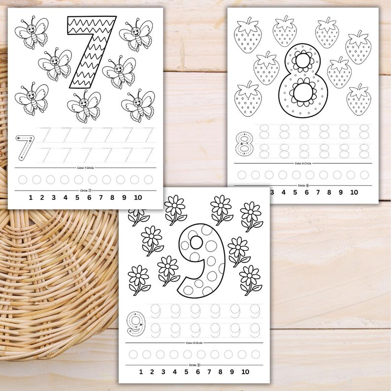 1-10 Number Coloring Pages for Kids | Printable Preschool Math ...