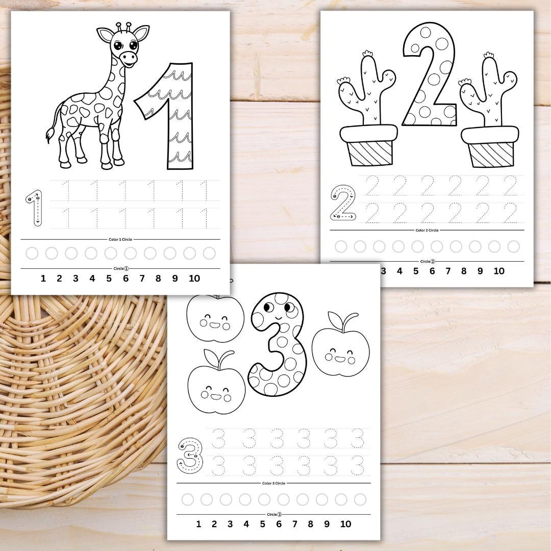 1-10 Number Coloring Pages for Kids | Printable Preschool Math ...