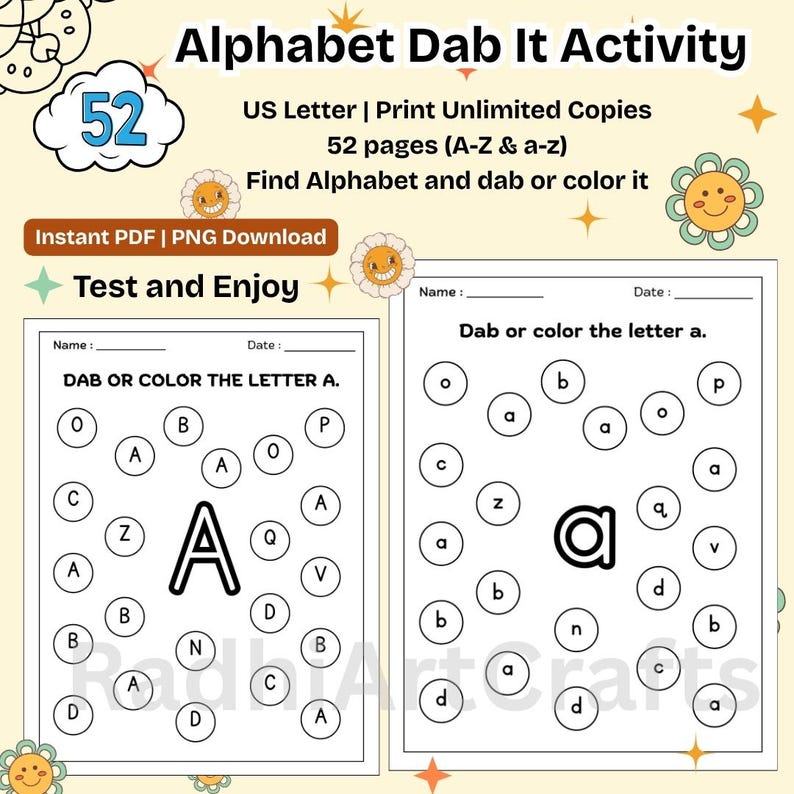 Alphabet Dab Worksheets | Preschool Letter Recognition Printable ...