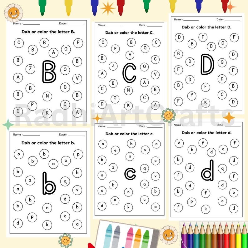 Alphabet Dab Worksheets | Preschool Letter Recognition Printable ...