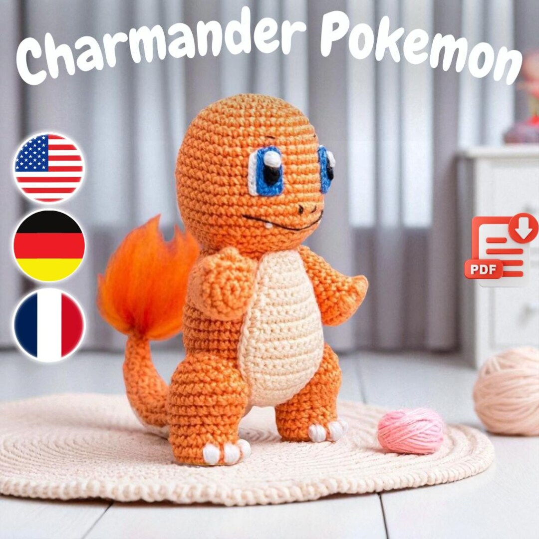 Charmander Crochet Pattern PDF | Poké Mon Charmander Amigurumi Plush 8. ...
