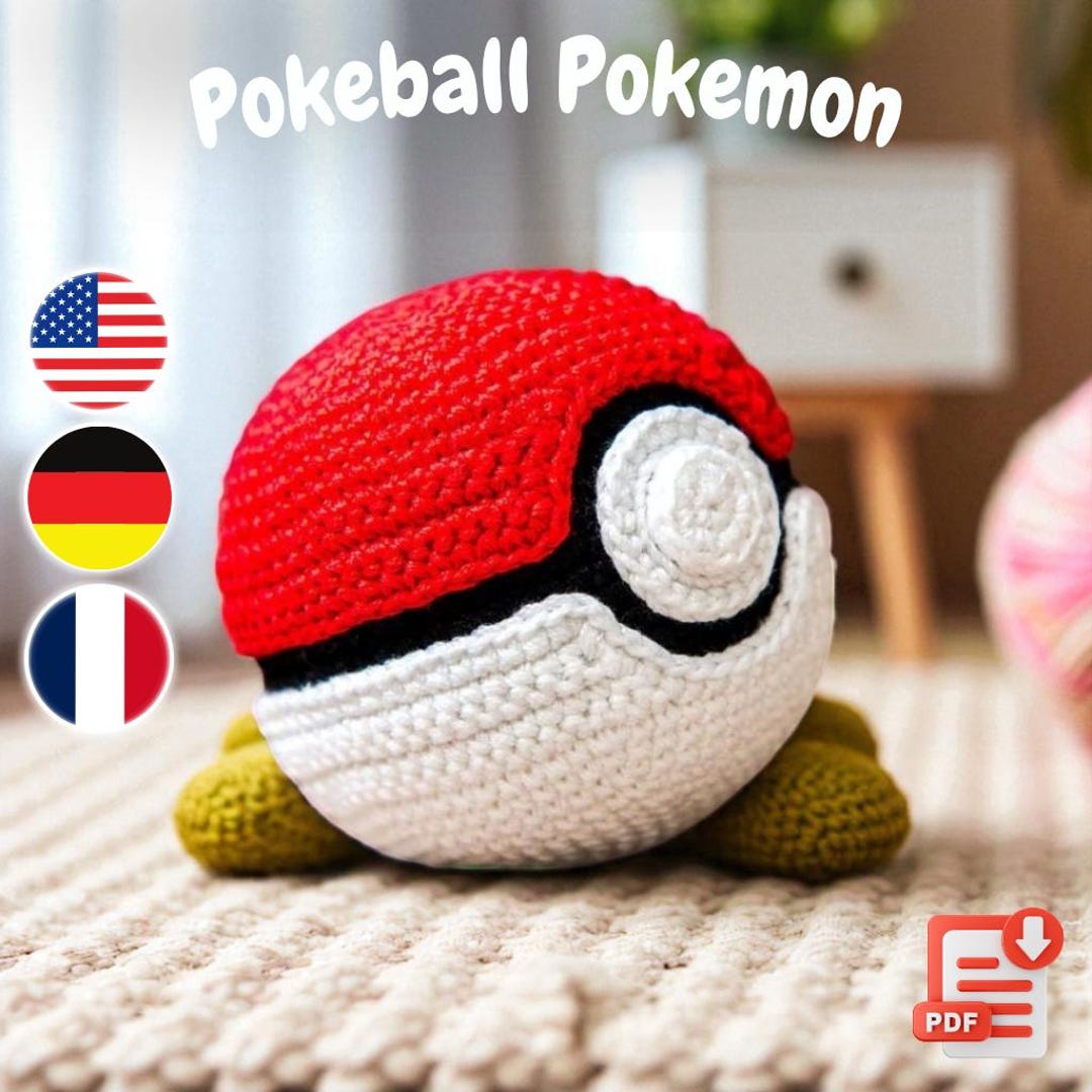 Poke Ball Crochet Pattern PDF | Poké Mon Poké Ball Amigurumi Plush Toy ...
