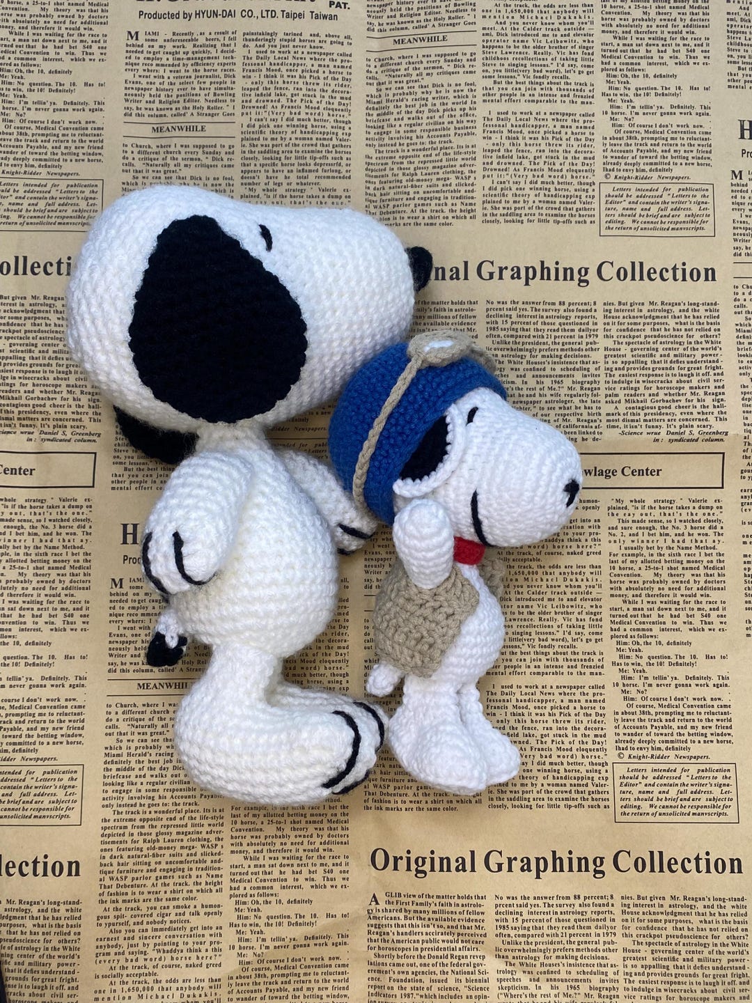 Handmade Snoopy Crochet Plush, Amigurumi Dog Plushie, Cute Cartoon Gift ...