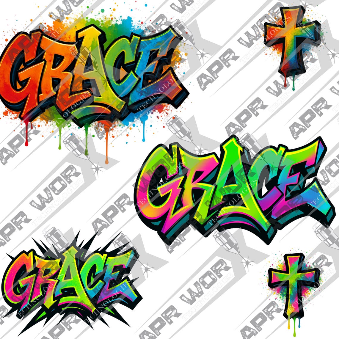 Christian Streetwear Tee: Grace Graffiti (5 Pack) PNG Streetwear Design ...