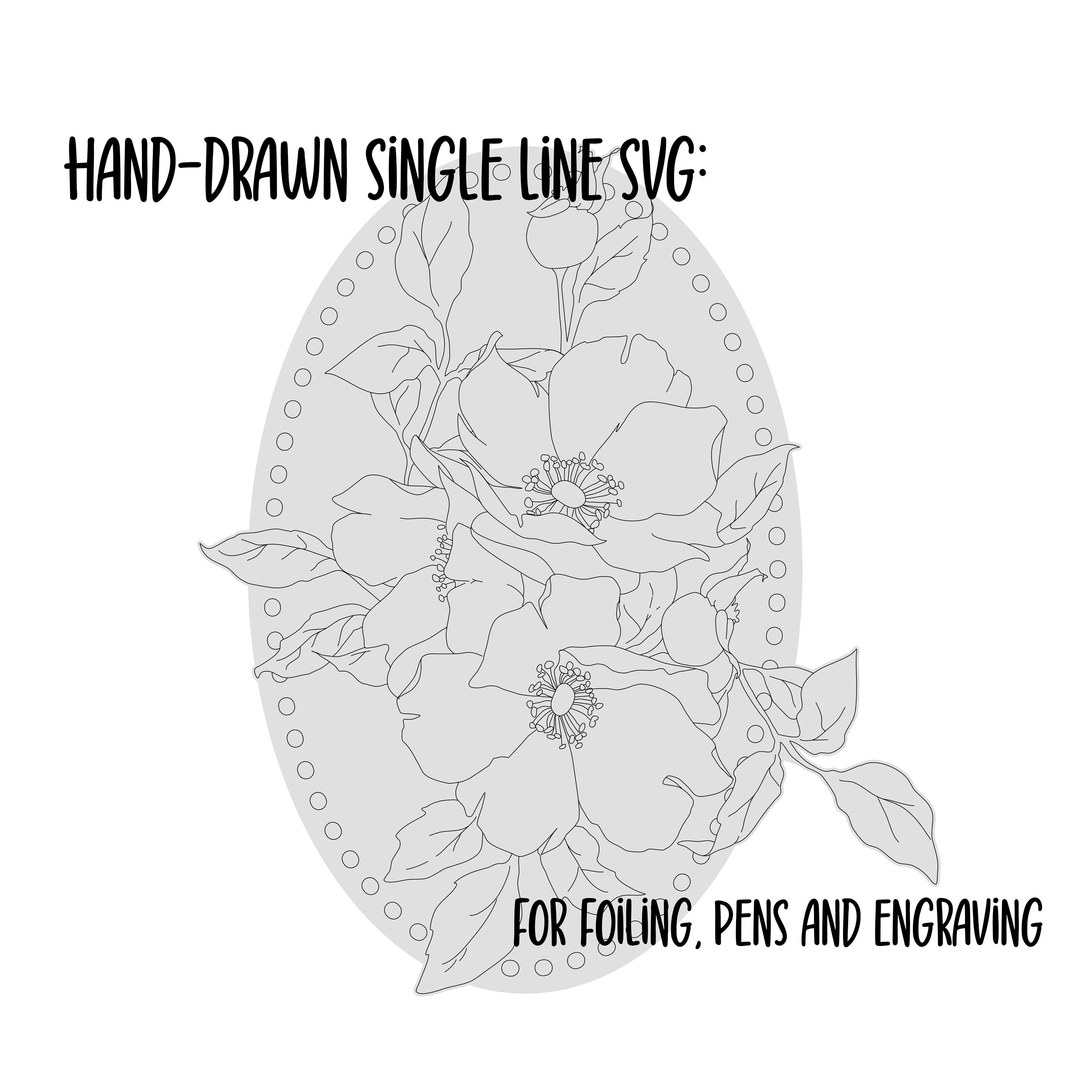 Single Line SVG for Foil Quill, Engraving, Drawing Floral Frame - Etsy