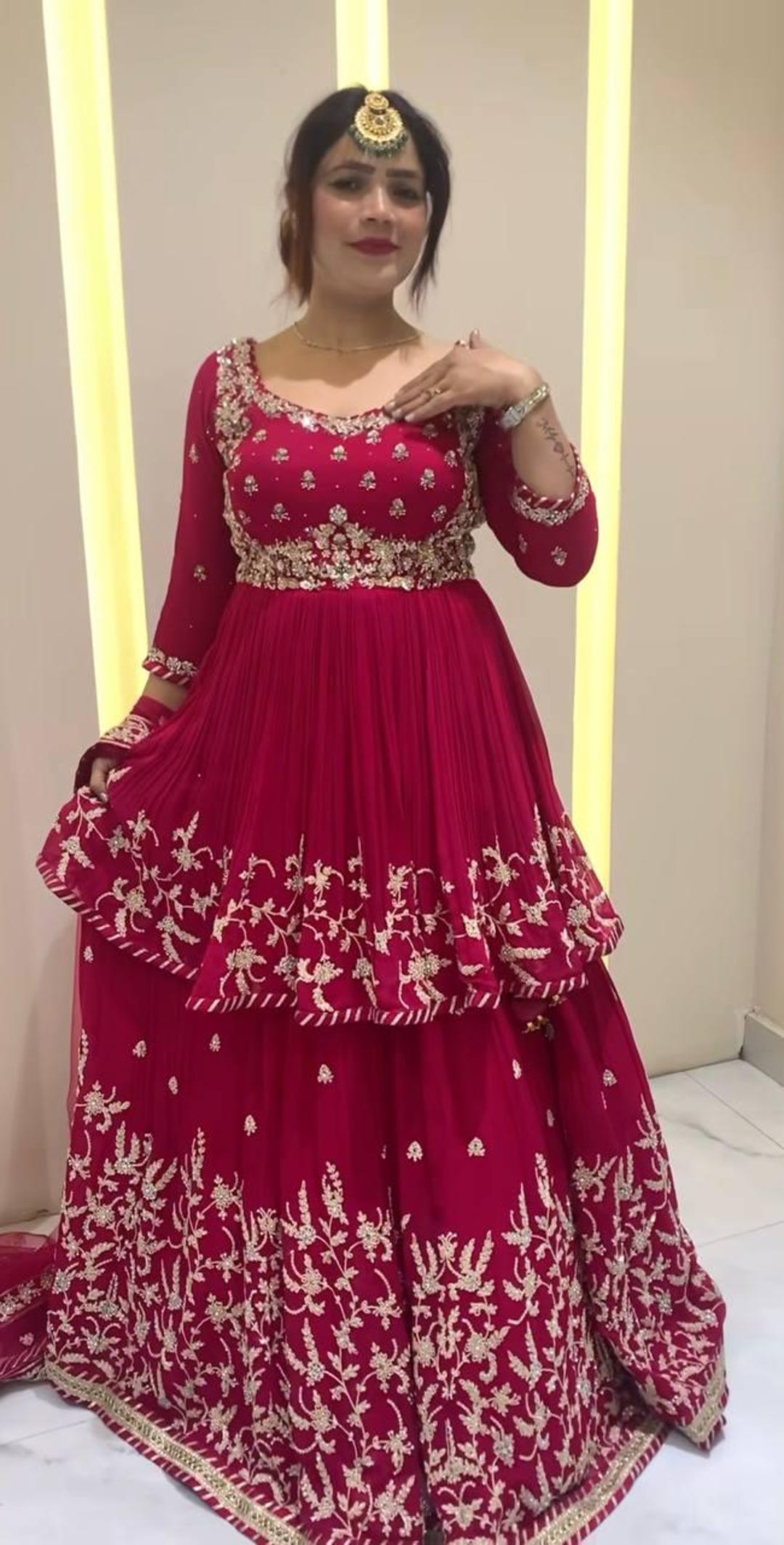 Embroidered Georgette Lehenga Choli Set for Women, Indian Kediyu Top ...