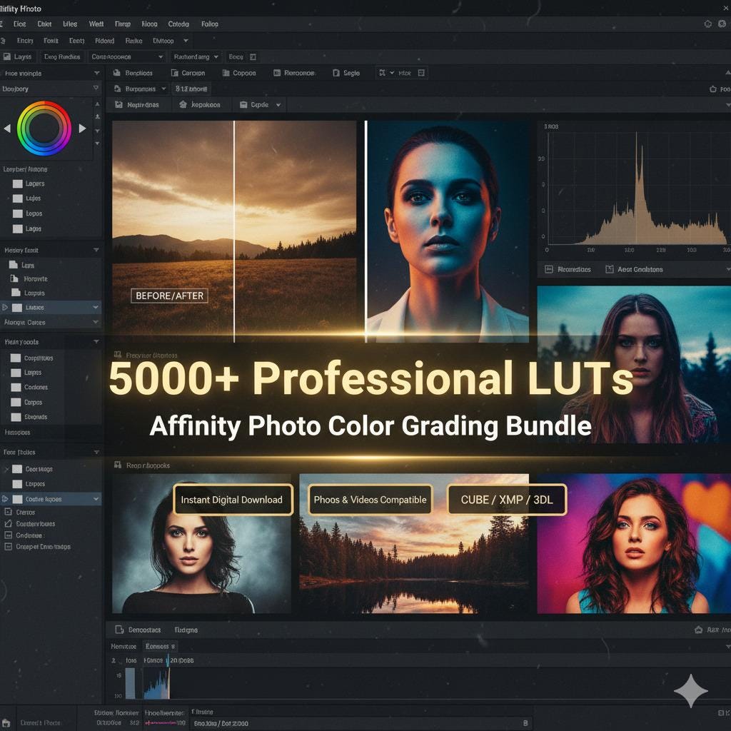5000+ Professional Luts for Affinity Photo | Ultimate Color Grading ...