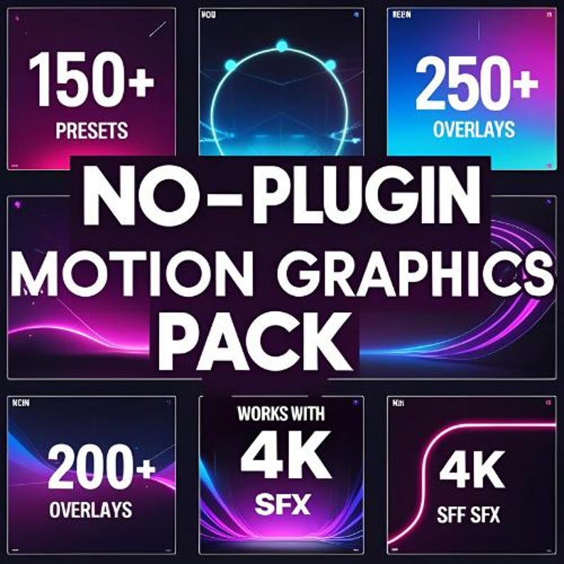Video Editing Motion Graphics Pack: 150+ Presets, 200+ Overlays, 4000 ...