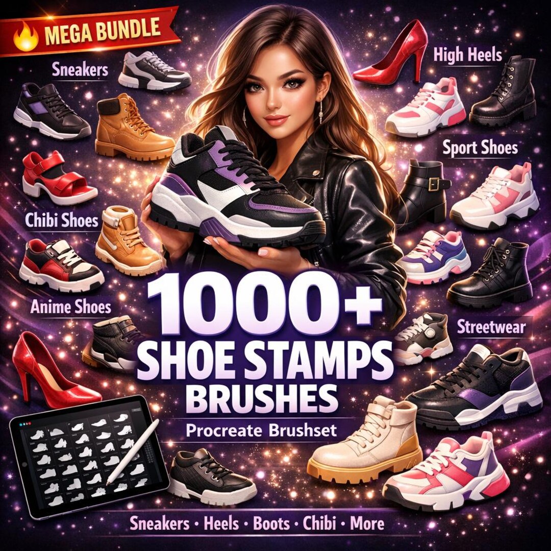 1000+ Procreate Shoe Stamps Bundle | Premium Fashion Brushset ...