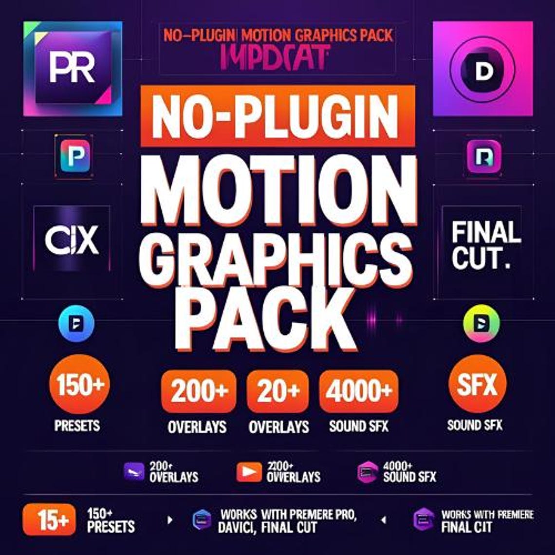 Video Editing Motion Graphics Pack: 150+ Presets, 200+ Overlays, 4000 ...