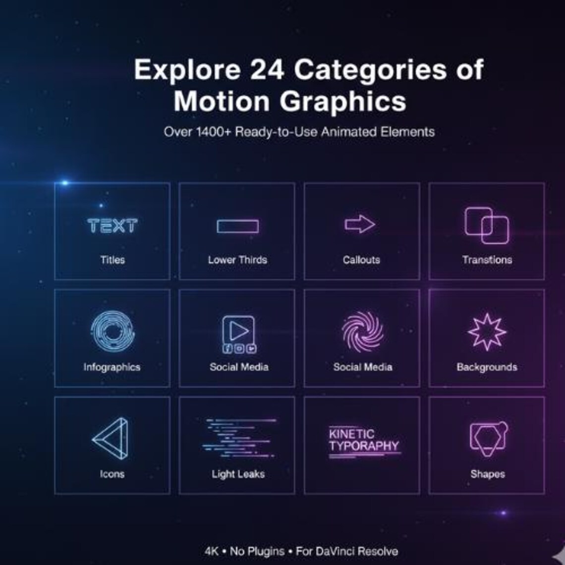 1400+ Animated Elements Motion Graphic Pack V6 | Davinci Resolve ...