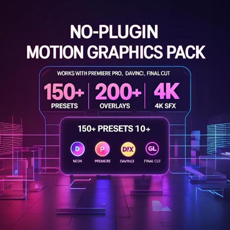 Video Editing Motion Graphics Pack: 150+ Presets, 200+ Overlays, 4000 ...