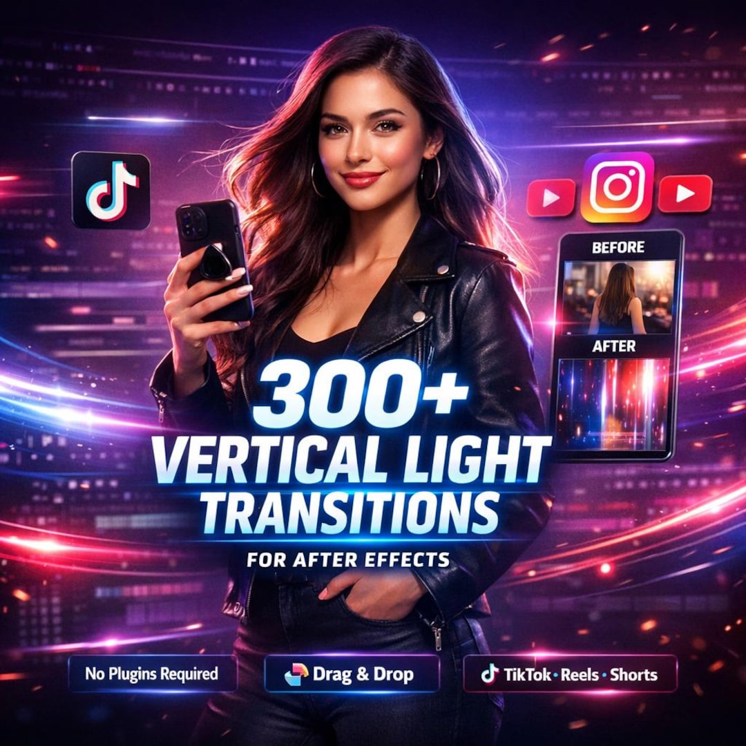 300+ Vertical Light Transitions | After Effects FX Pack for Tiktok ...